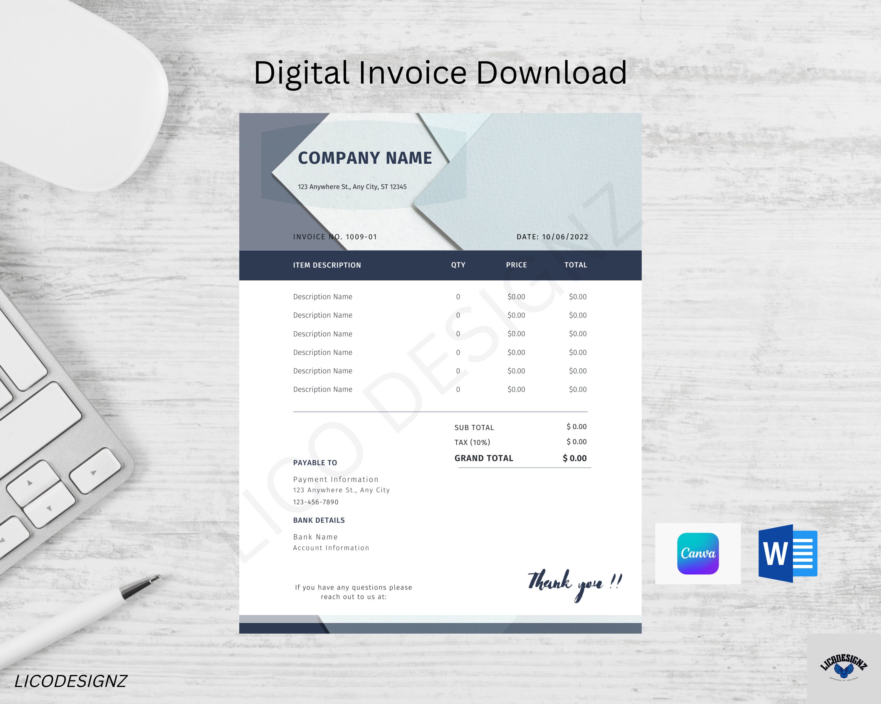 Invoice Template - Etsy