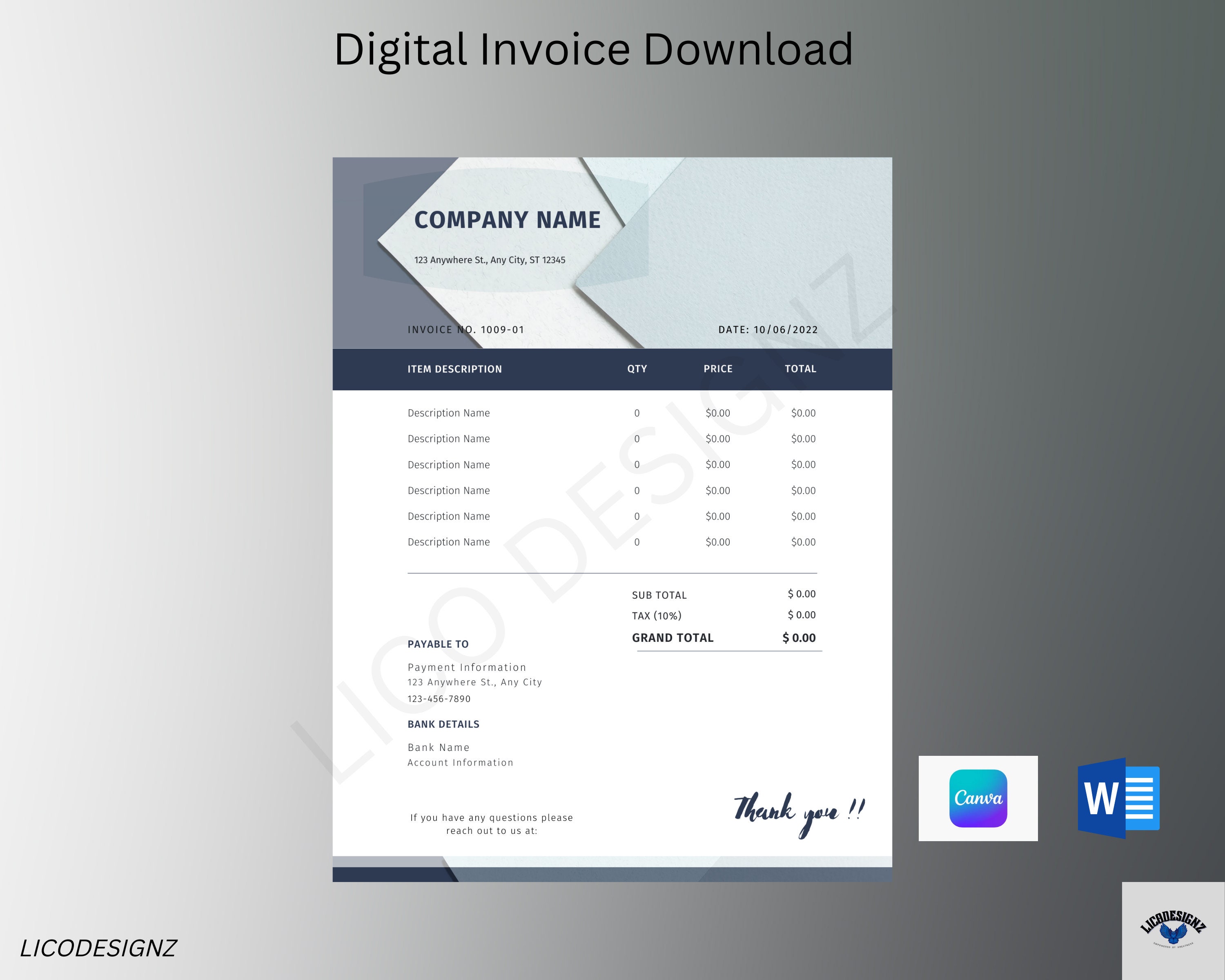 Invoice Template - Etsy