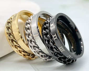Fidget Ring Eye Anxiety Ring Spinner Silver Gold Black Spinner Ring for ...
