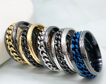 Fidget Ring Eye Anxiety Ring Spinner Silver Gold Black Spinner Ring for ...