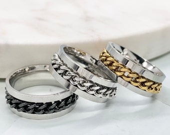 Fidget Ring Eye Anxiety Ring Spinner Silver Gold Black Spinner Ring for ...