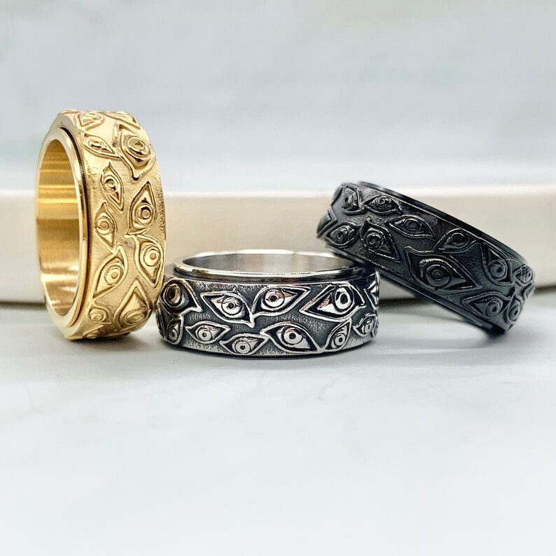 Fidget Ring Eye Anxiety Ring Spinner Silver Gold Black Spinner - Etsy