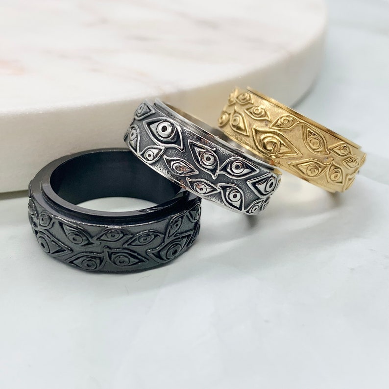 Fidget Ring Eye Anxiety Ring Spinner Silver Gold Black Spinner - Etsy