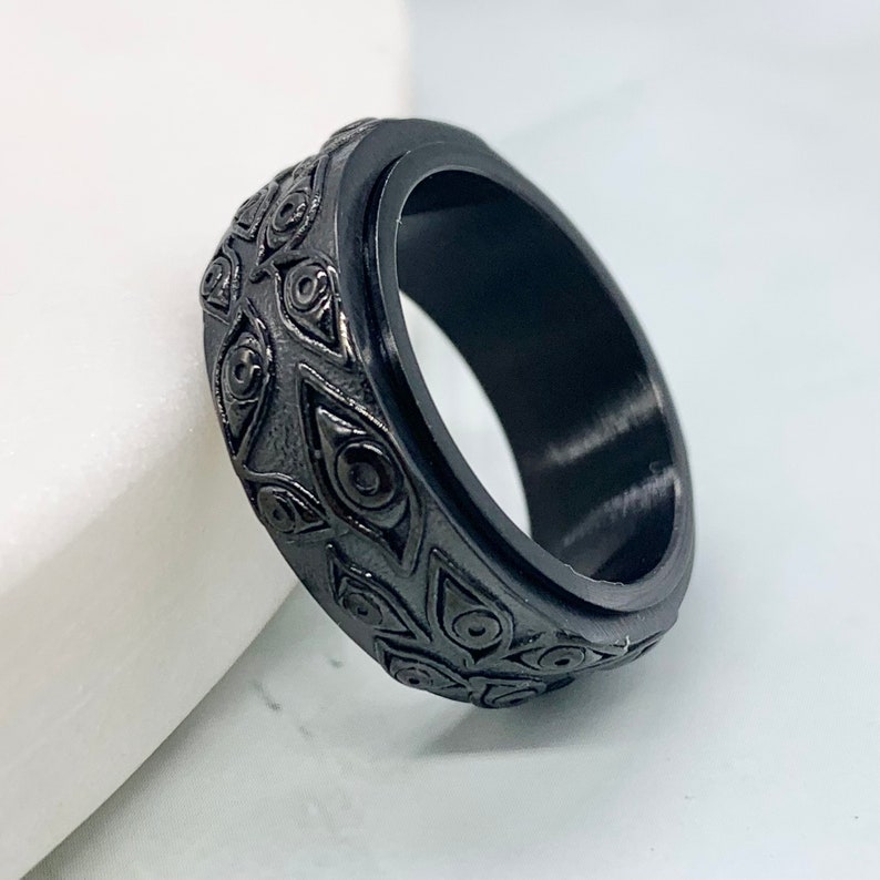 Fidget Ring Eye Anxiety Ring Spinner Silver Gold Black Spinner - Etsy