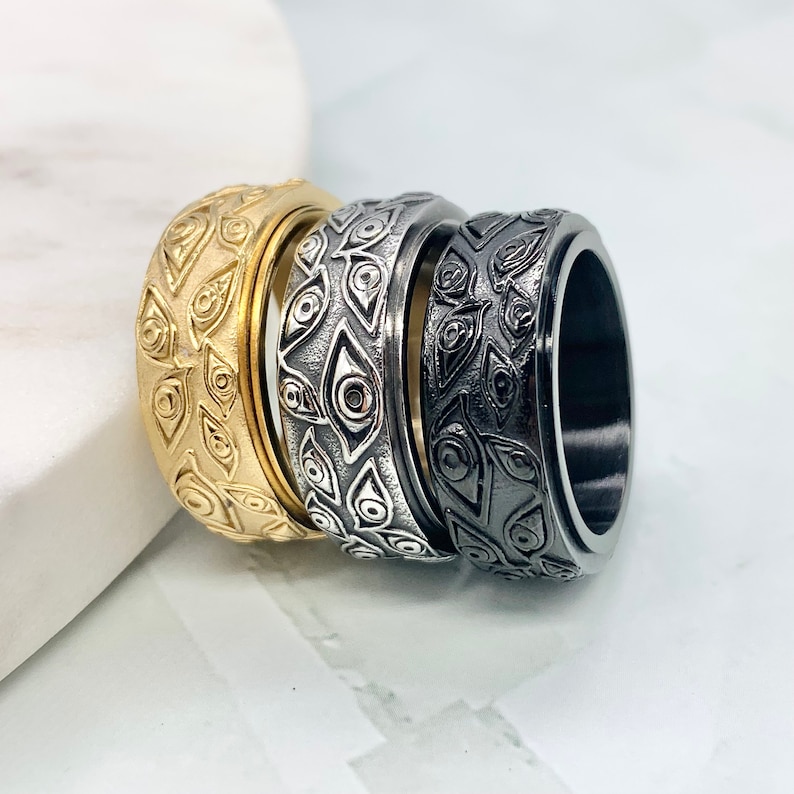 Fidget Ring Eye Anxiety Ring Spinner Silver Gold Black Spinner - Etsy