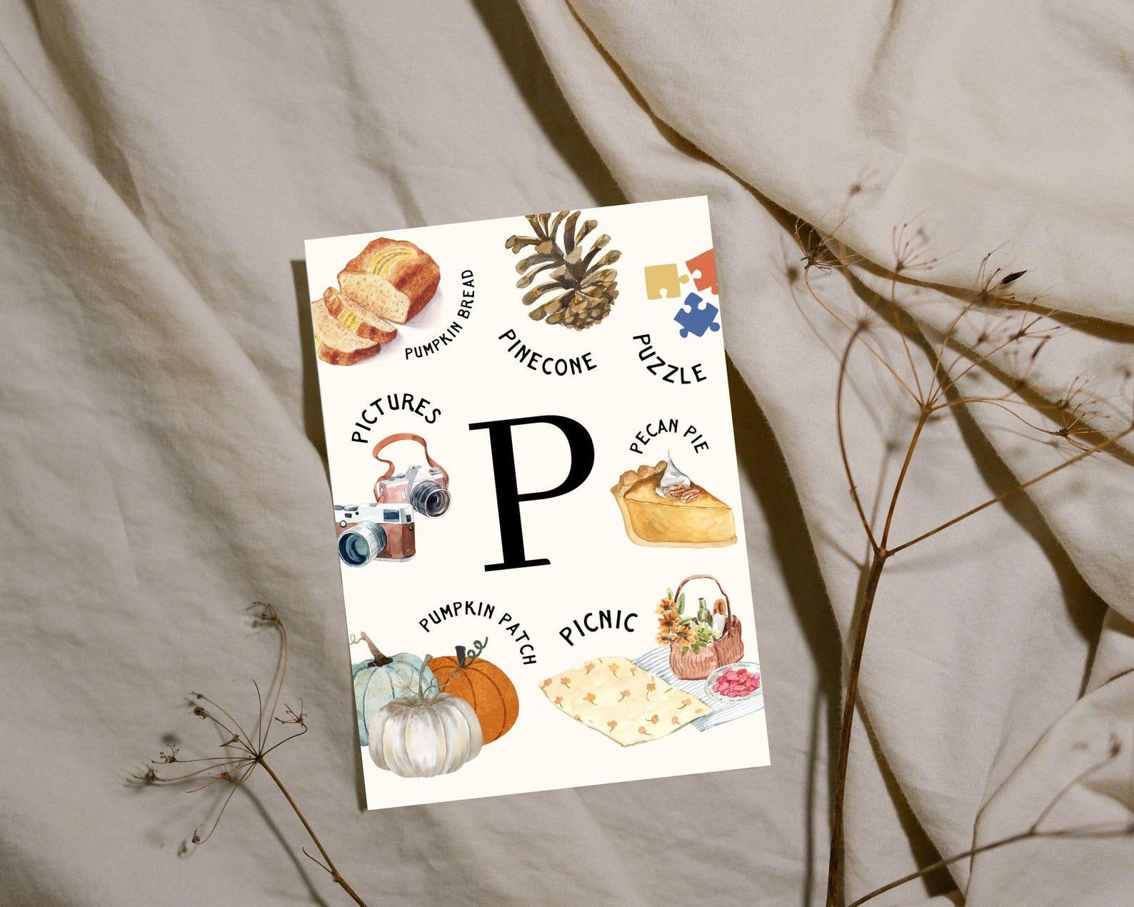Autumn Preschool ABC Flashcards | Halloween Nature Alphabet for Kids ...