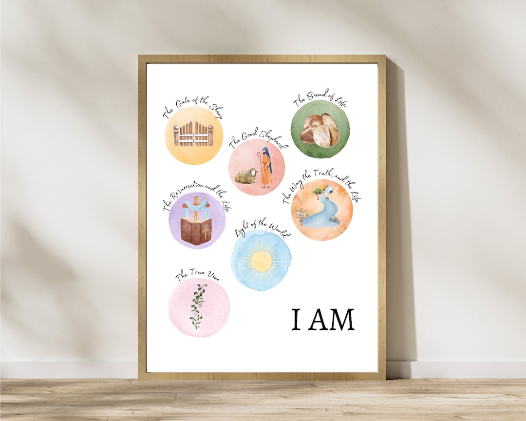 I Am Statements of Jesus | Christian Wall Art Print | Kids Bible Verse ...