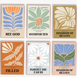 The Beatitudes | Retro Christian Wall Art Set of 8 | Bible Verse ...