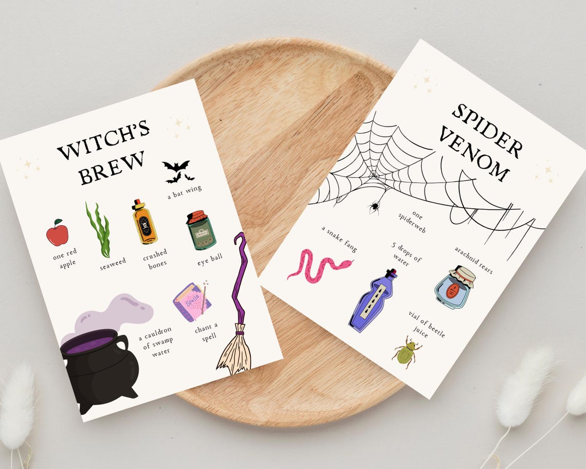 Halloween Witches Brew Potion Recipe Cards | Enchanted Halloween ...