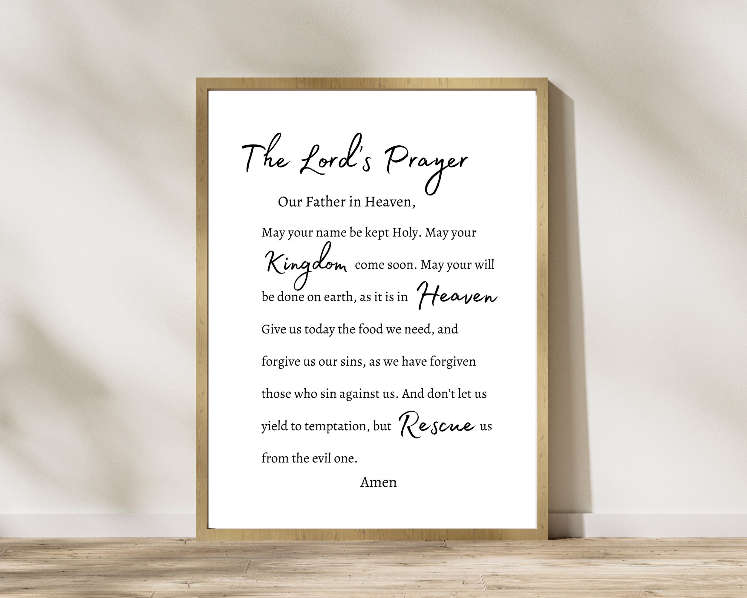 The Lords Prayer Wall Art Christian Scripture Print Kids Sunday School ...