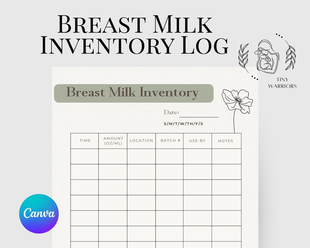 Editable Breast Milk Inventory Log | Printable Breast Milk Storage ...