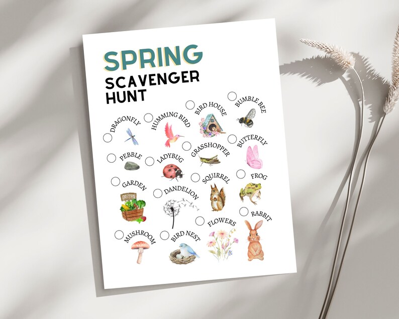 Spring Scavenger Hunt Worksheet Toddler Printable Outdoor Play Nature ...