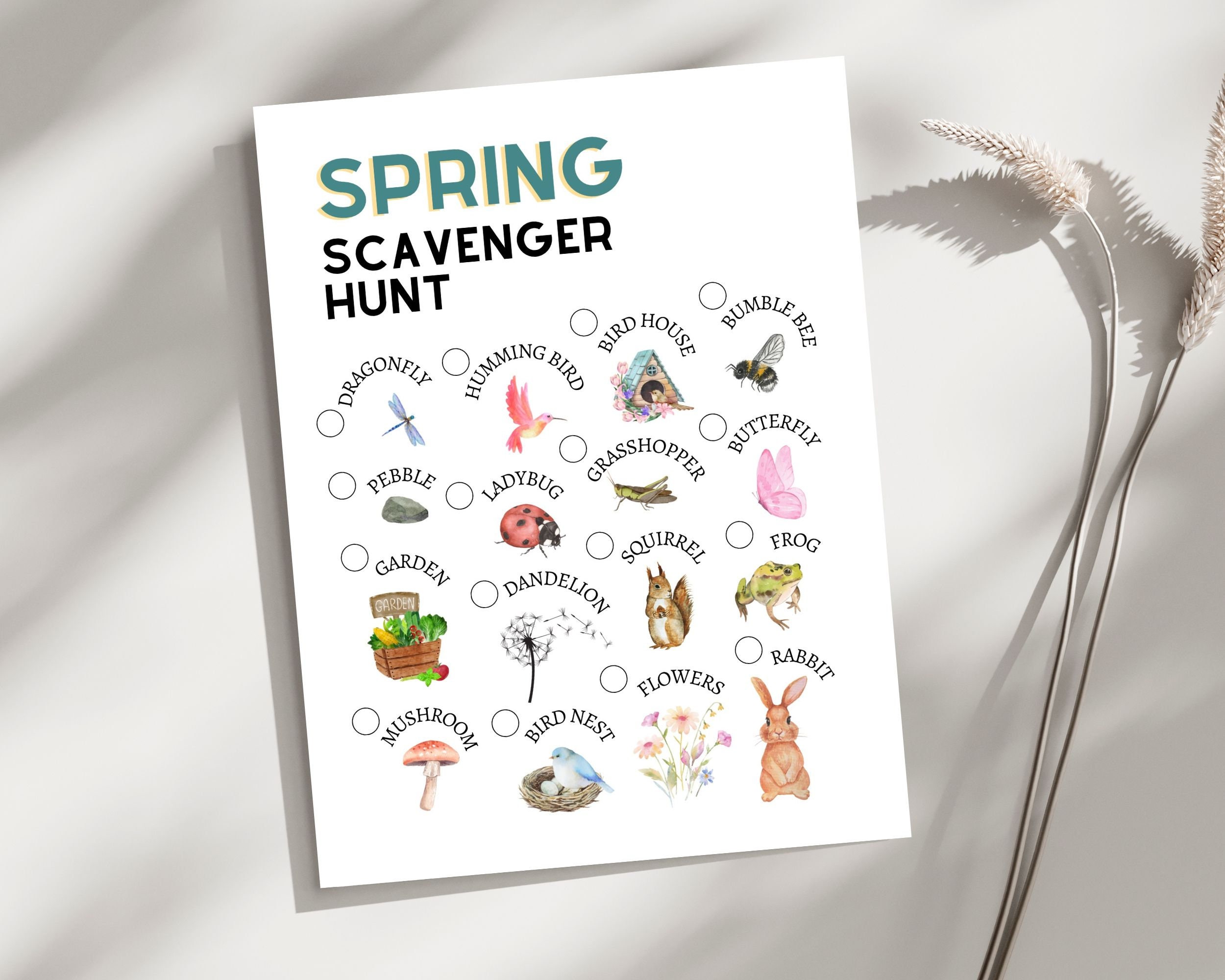 Spring Scavenger Hunt Worksheet Toddler Printable Outdoor Play Nature ...