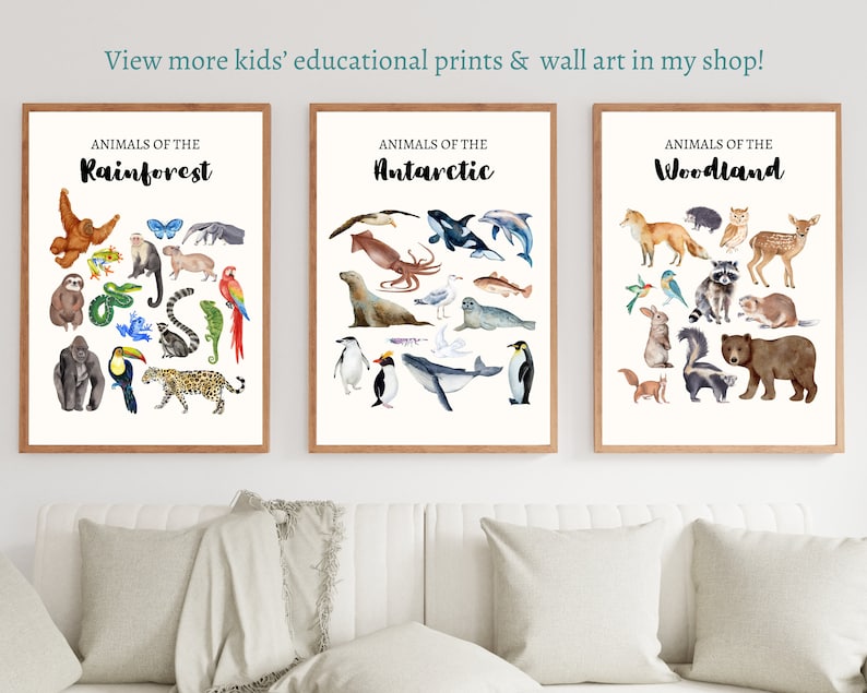 Sea Creatures Poster Set of 3 Whales and Sharks Prints Ocean Themed ...