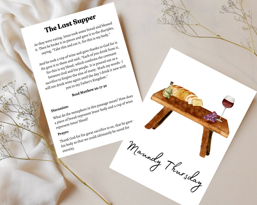 Holy Week Cards Printable 40 Days of Lent Easter Story Cards Ash ...