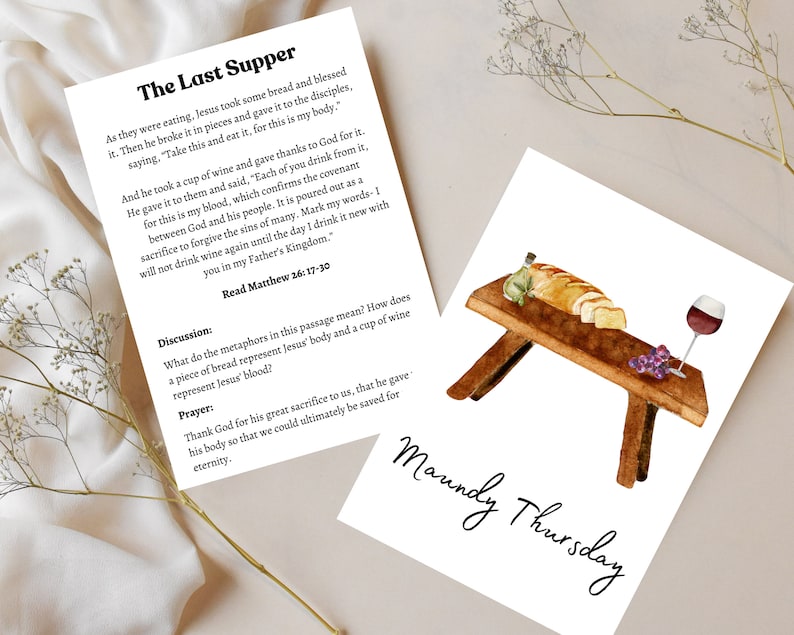 Holy Week Cards Printable 40 Days of Lent Easter Story Cards Ash ...