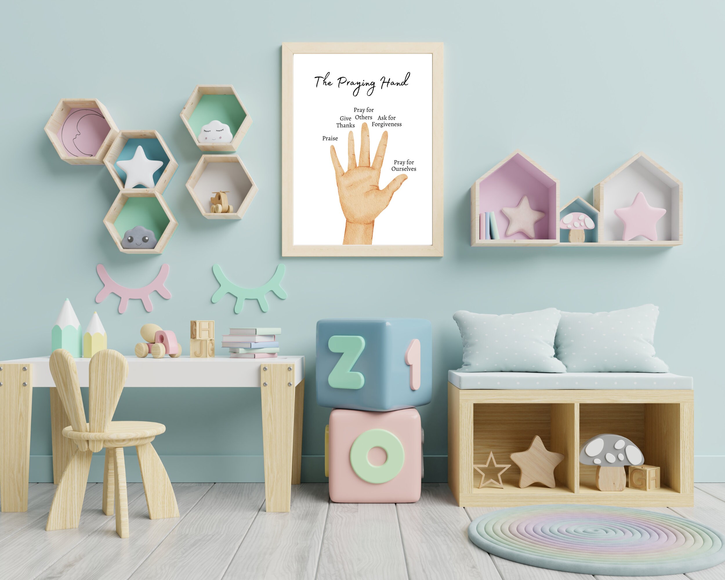 My Praying Hand Kids Wall Art How to Pray for Kids Christian Nursery ...