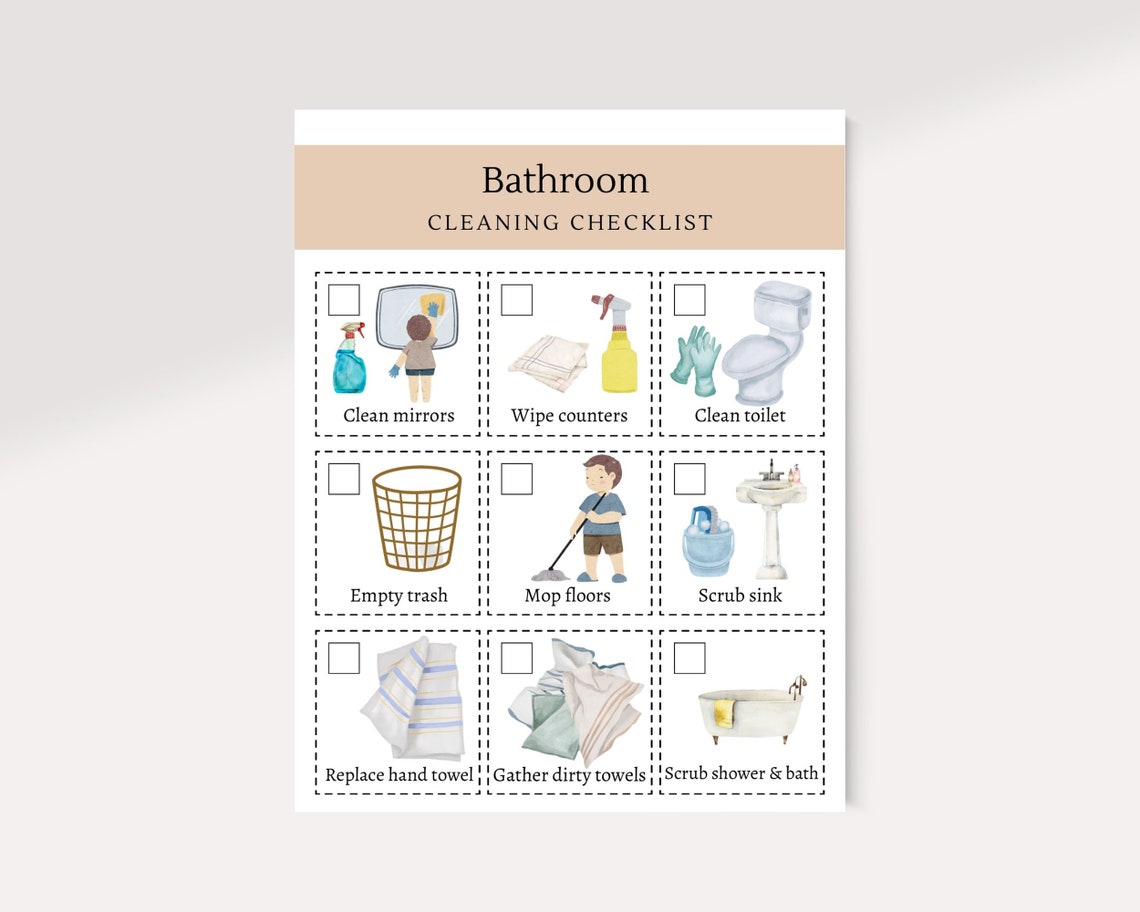 Kids Cleaning Checklists With Visual Images | Daily Routine Chore ...