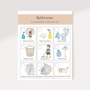 Kids Cleaning Checklists With Visual Images | Kids Daily Routine Chore ...