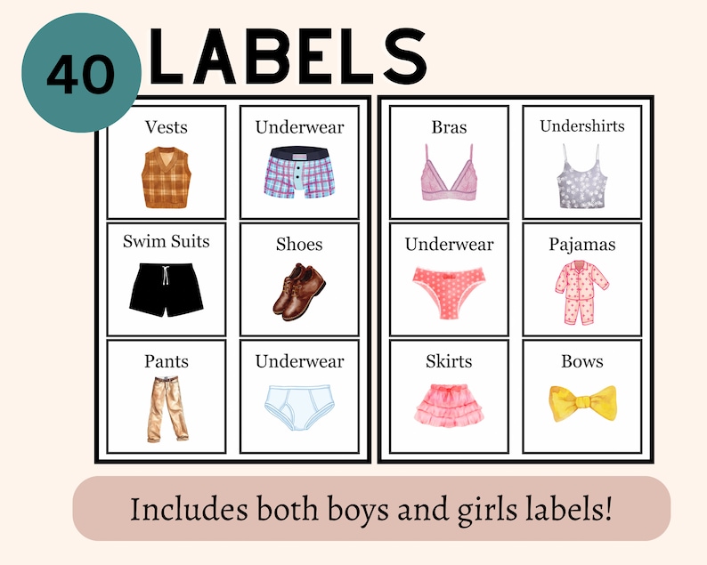 Kids Clothing Labels Printable | Montessori Visual Pictures for Kids ...