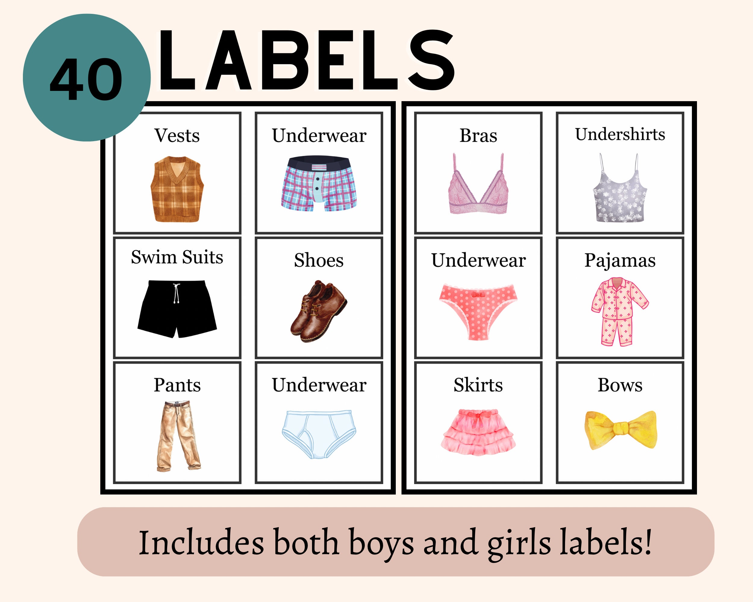 Kids Clothing Labels Printable | Montessori Visual Pictures for Kids ...