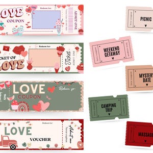 Love Coupons Book Printable | Mini Love Tickets | Gift for Husband ...