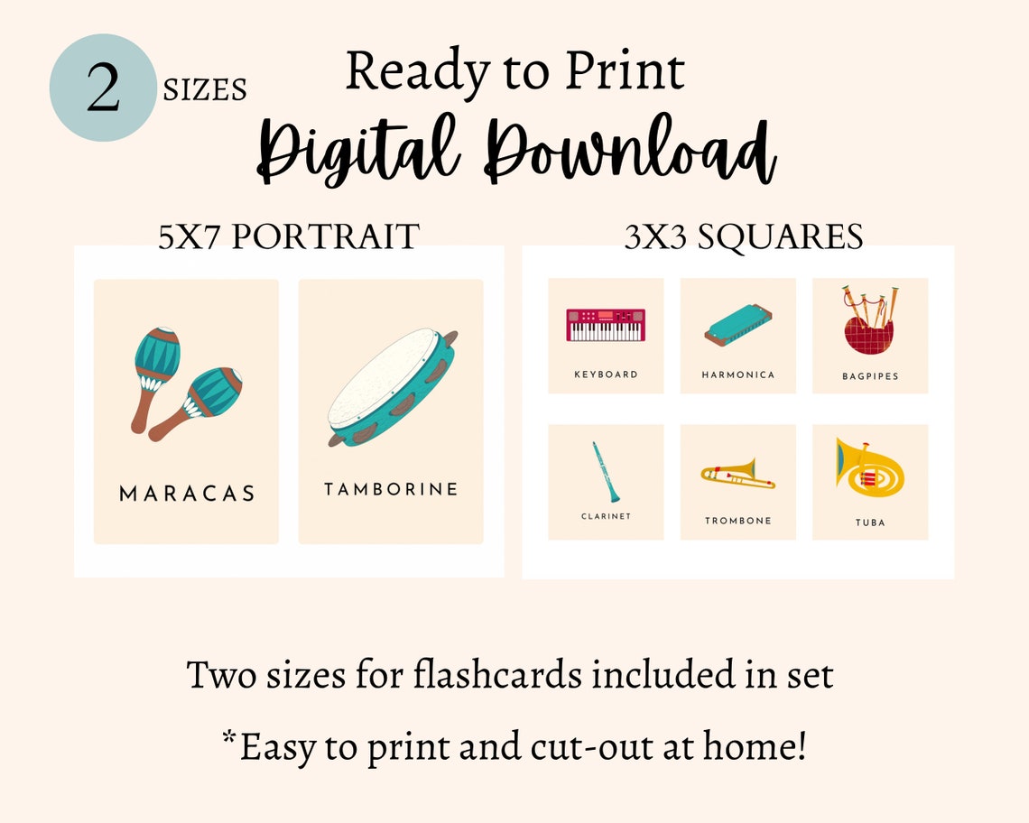 24 Montessori Musical Instruments Flashcards Music Education Learning ...