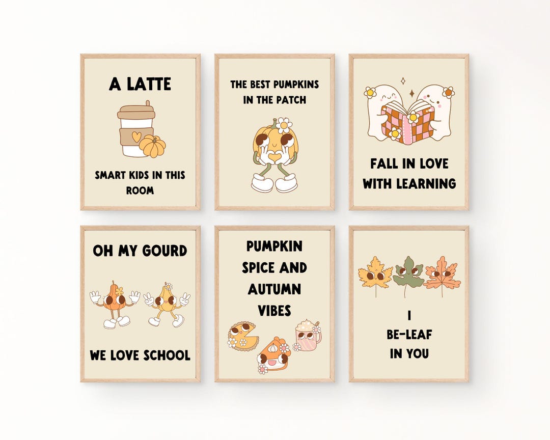 Retro Fall Classroom Posters Bundle | 14 Autumn Bulletin Board ...