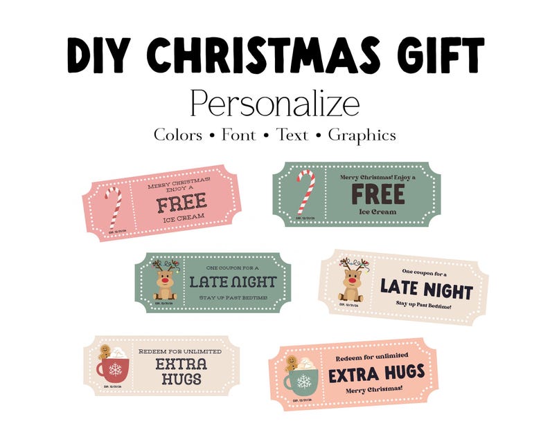 Personalized Christmas Coupon Book: Printable Holiday Reward Cards for ...
