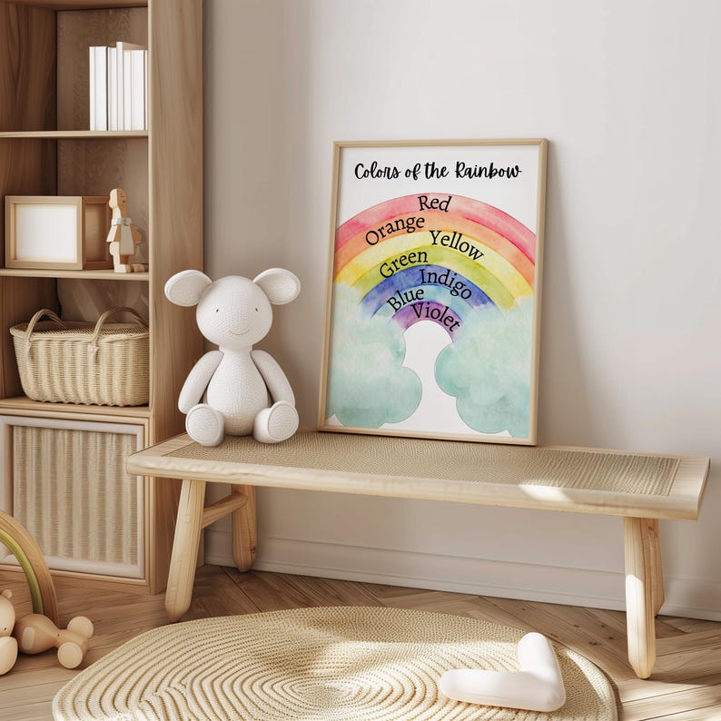 Rainbow Colors Poster Print | Montessori Educational Watercolour ...