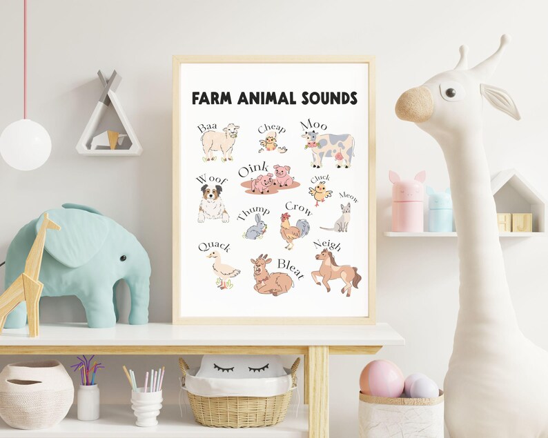 Farm Animal Sounds Wall Art for Kids | Educational Preschool Learning ...