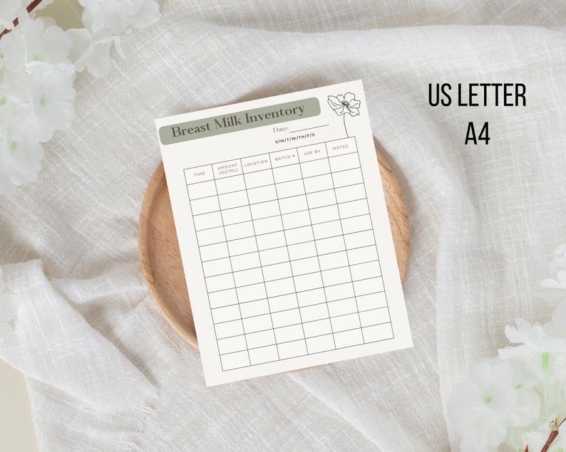 Editable Breast Milk Inventory Log | Printable Breast Milk Storage ...