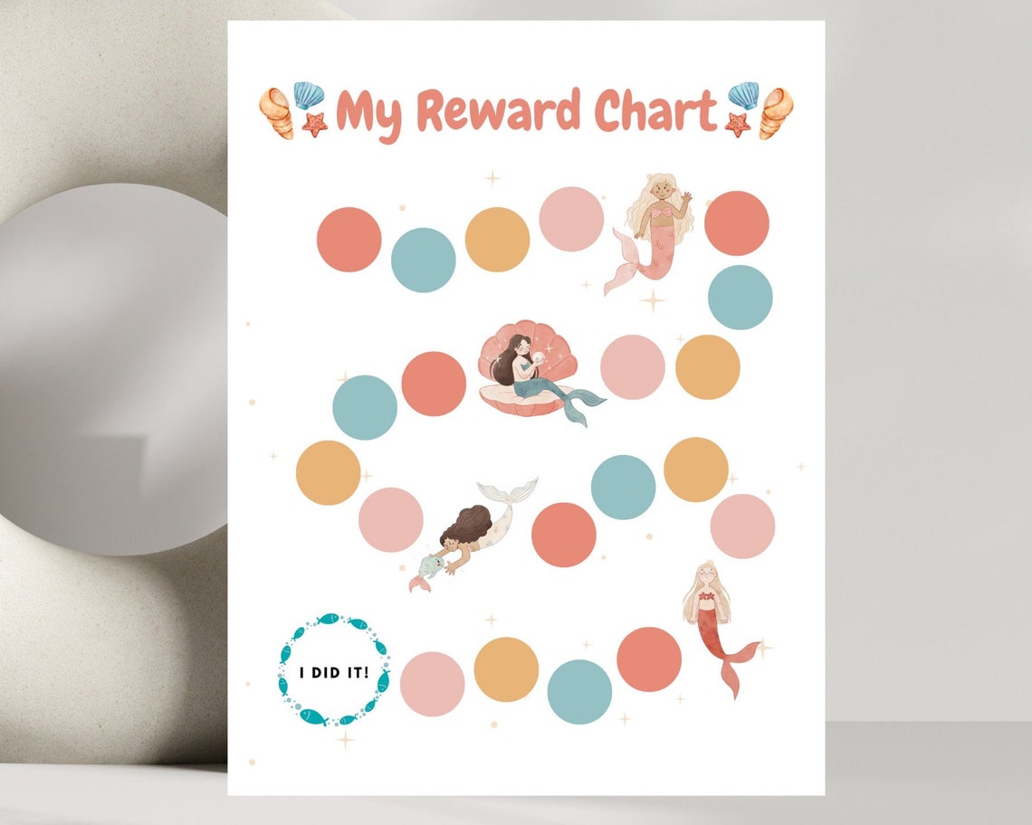 Mermaid Toddler Reward Chart Potty Training Chart Printable Daily ...