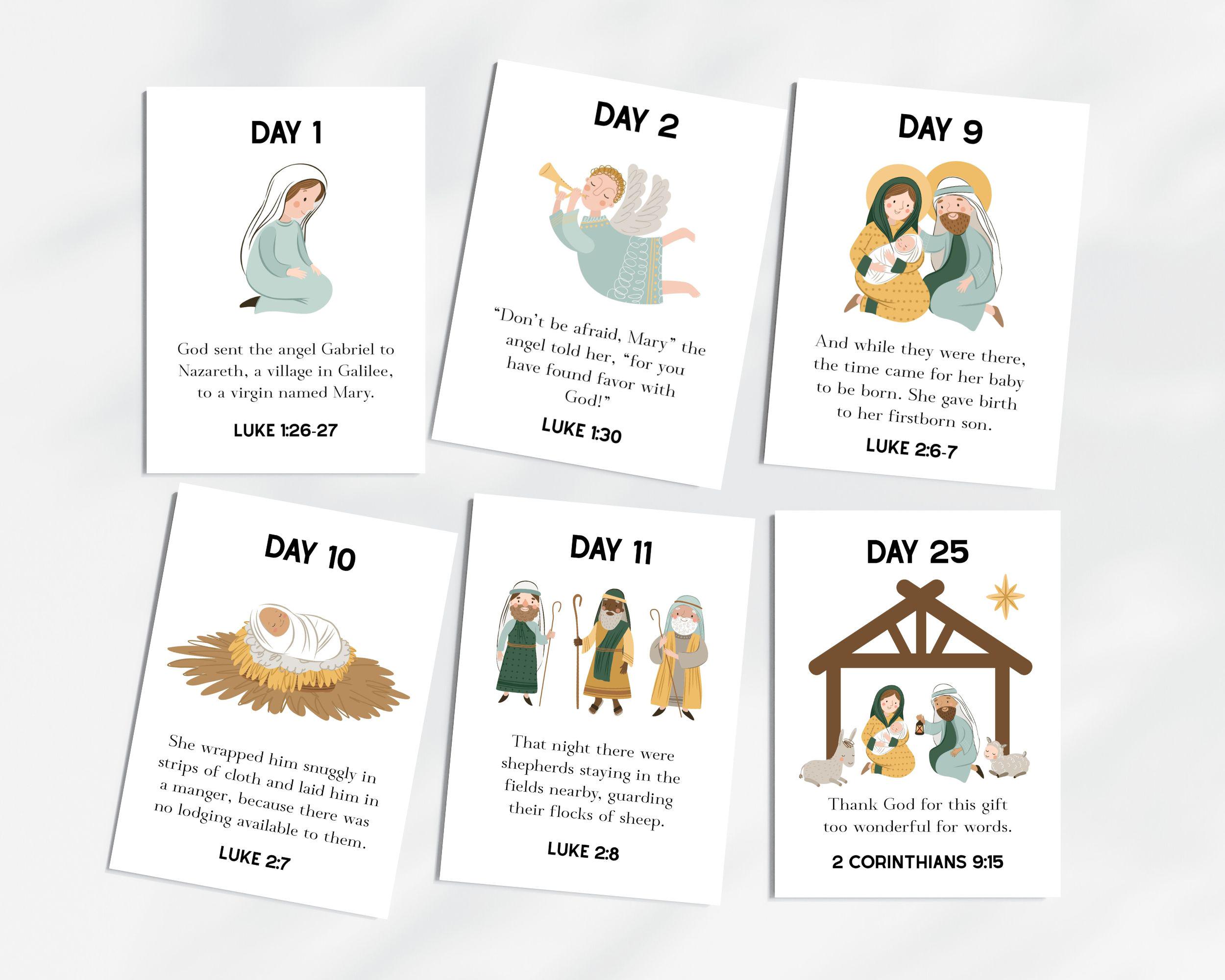 Christmas Story Advent Cards, Printable Nativity Flashcards for Kids ...