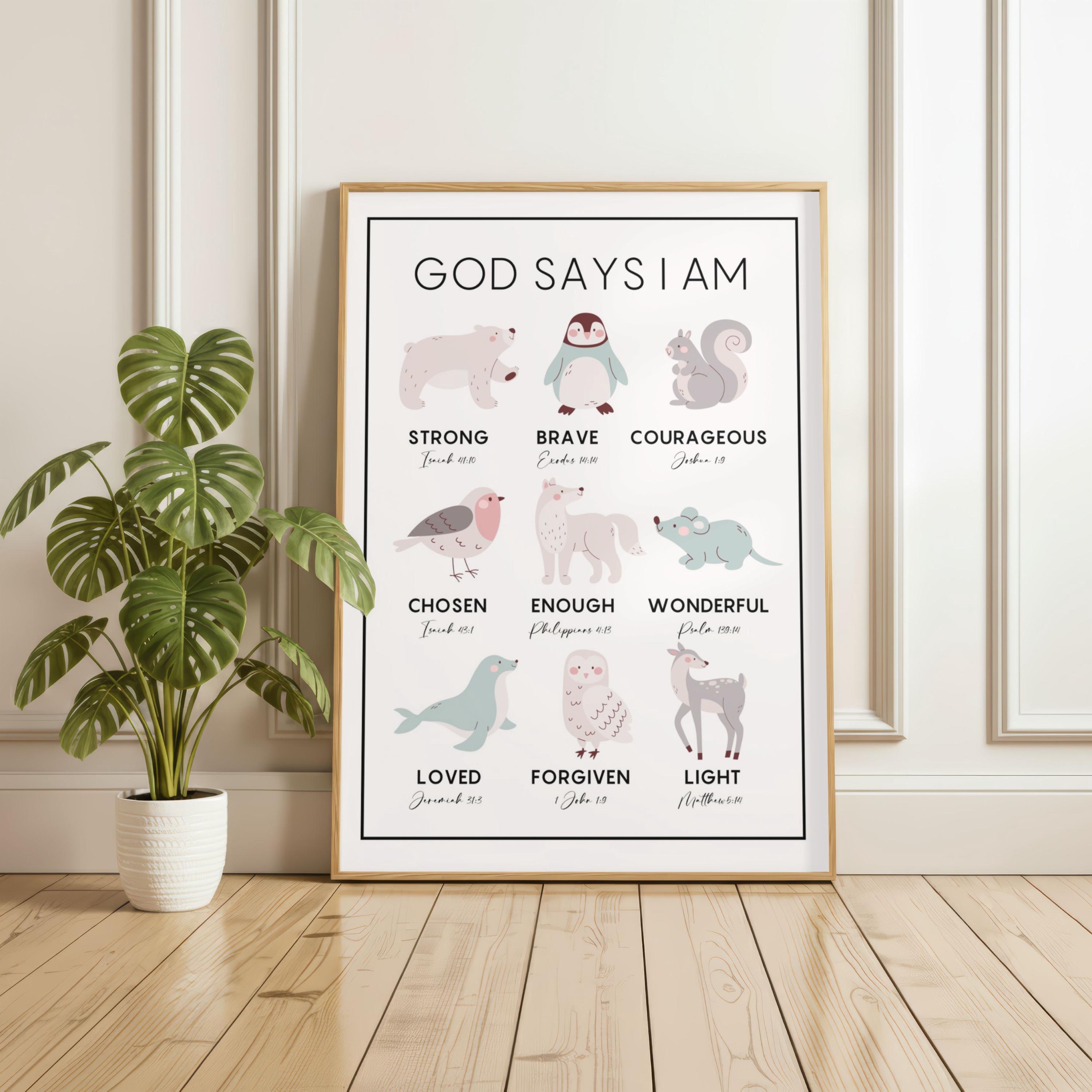Christian Affirmation Poster for Kids | Winter Woodland Animals Nursery ...