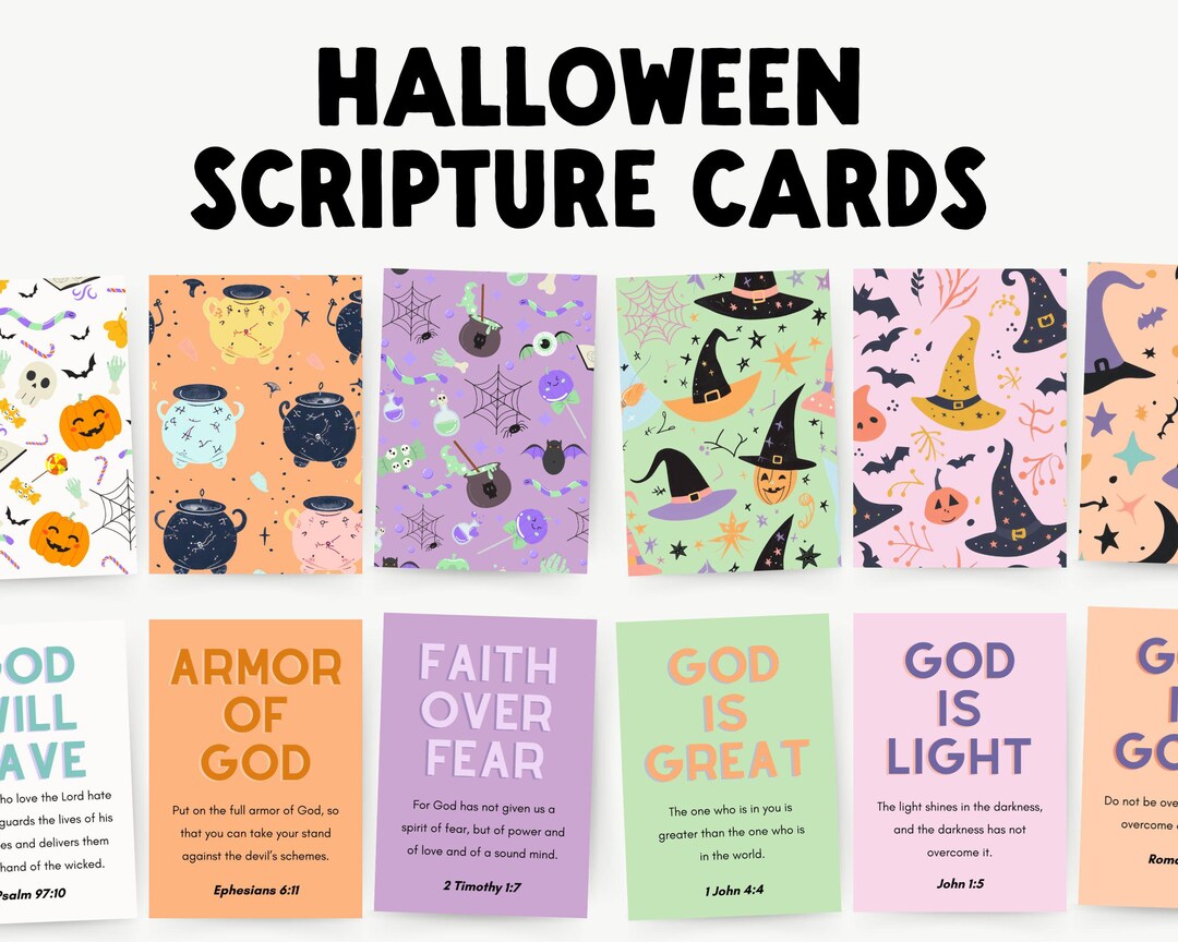 Christian Halloween Scripture Cards | Kids Bible Verse Printable ...