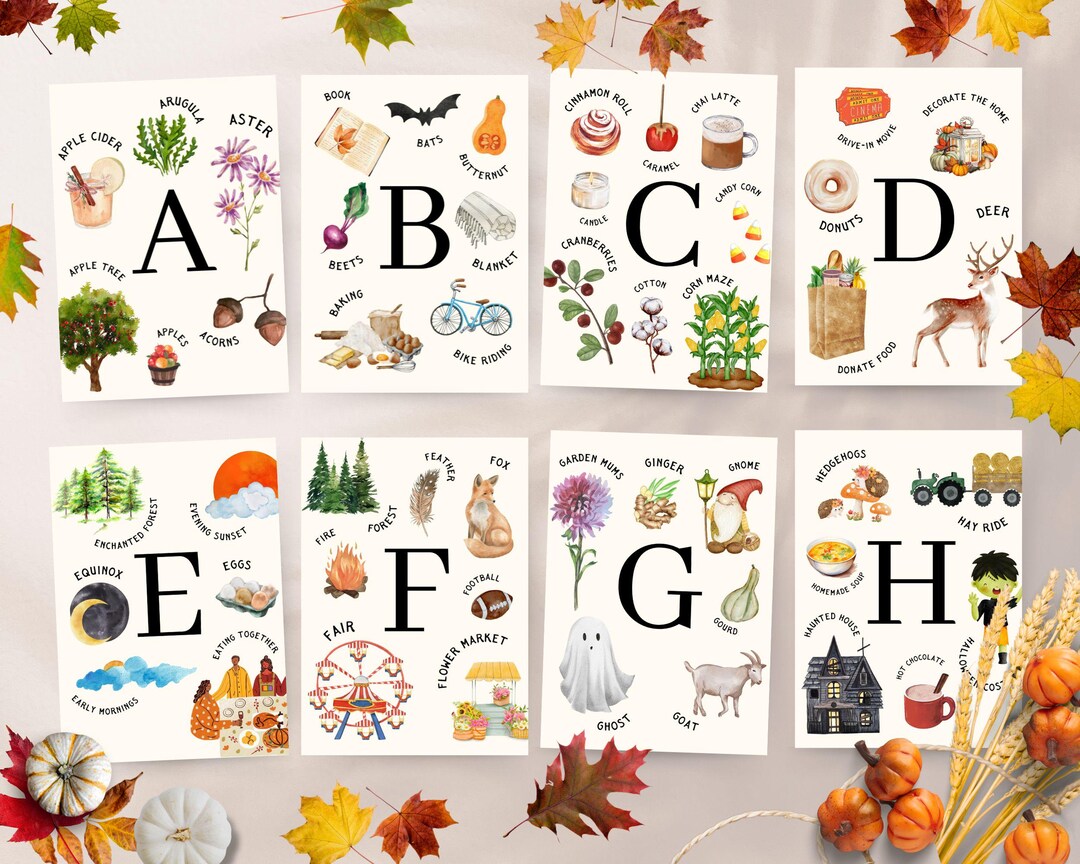 Autumn ABC Cards | Fall Alphabet Cards | Nature Unit Study | Homeschool ...