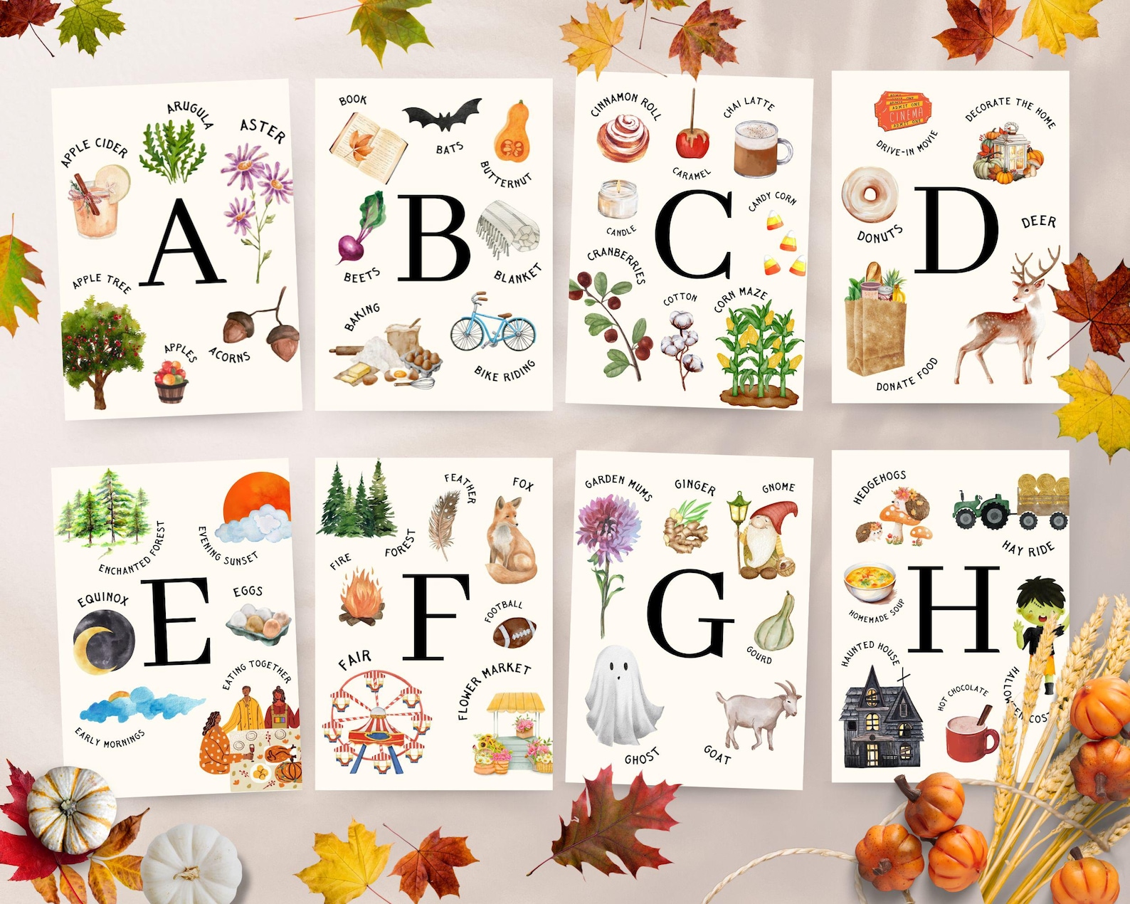 Autumn ABC Cards | Fall Alphabet Cards | Nature Unit Study | Homeschool ...