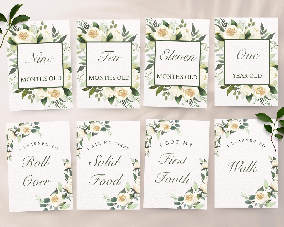 Floral Gender Neutral Baby Milestone Cards: Monthly Keepsake for First ...