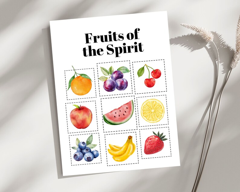 Fruits of the Spirit Matching Game Bible Busy Book Printable Christian ...