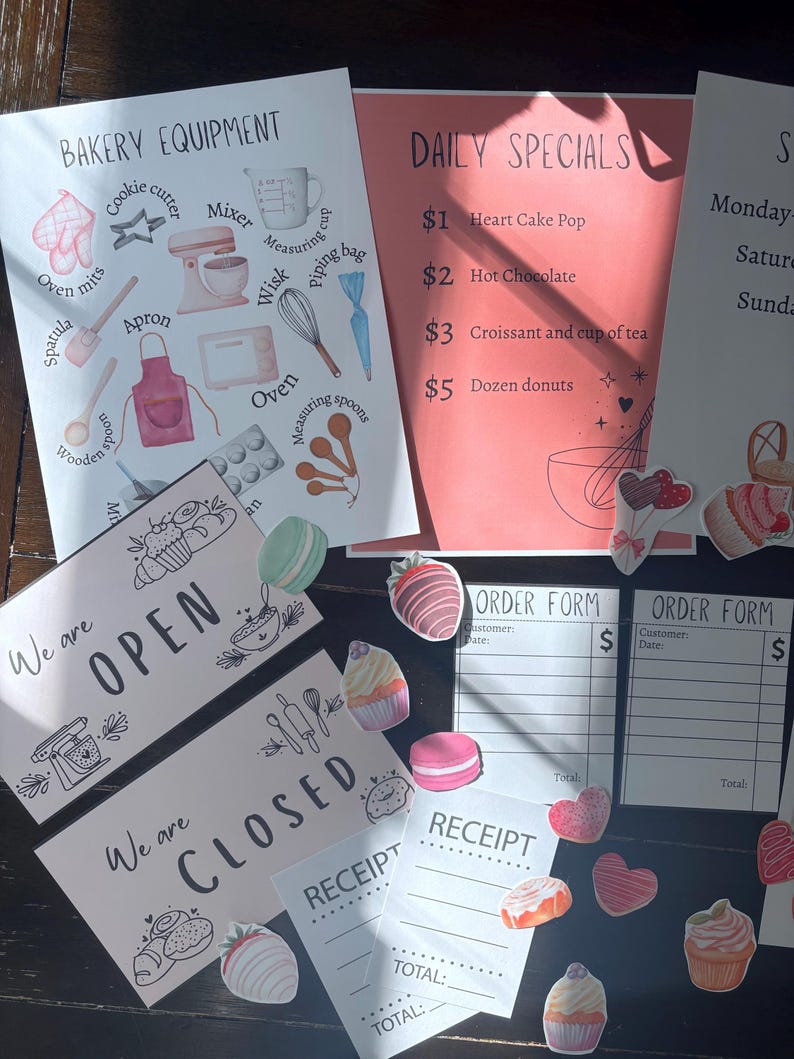 Bakery Dramatic Play Cafè Printable | Valentines Day Sweet Treats ...