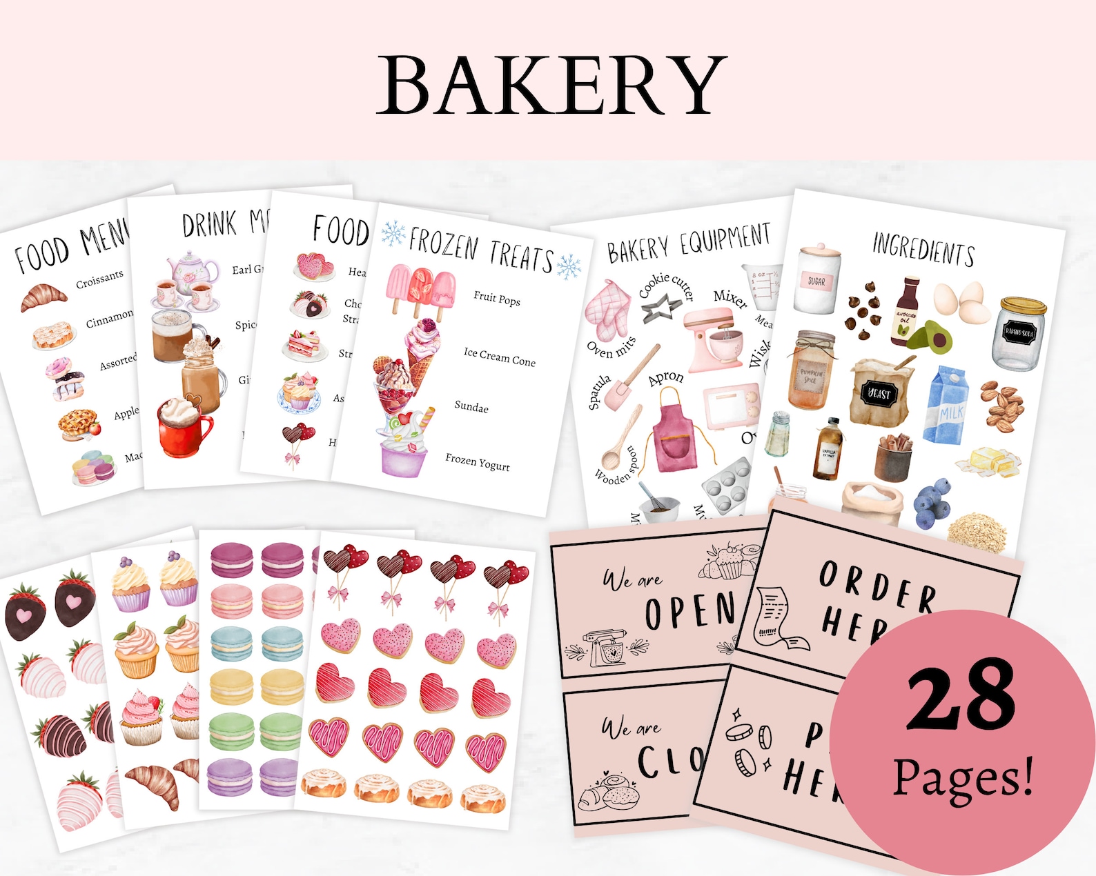 Kids Bakery Dramatic Play Printables Valentines Day Treats Edition ...