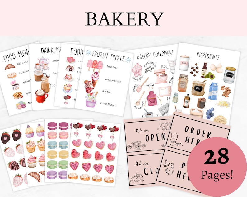Kids Bakery Dramatic Play Printables Valentines Day Treats Edition ...