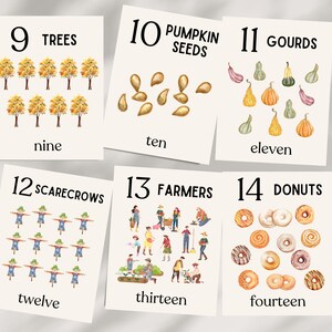 Fall Number Cards 1-20 Printable Flash Cards | Montessori 3 Part Cards ...