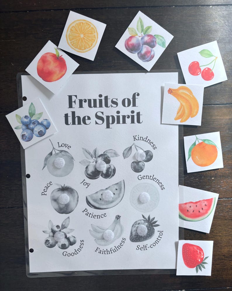 Fruits of the Spirit Matching Game | Bible Busy Binder (PDF) - Etsy