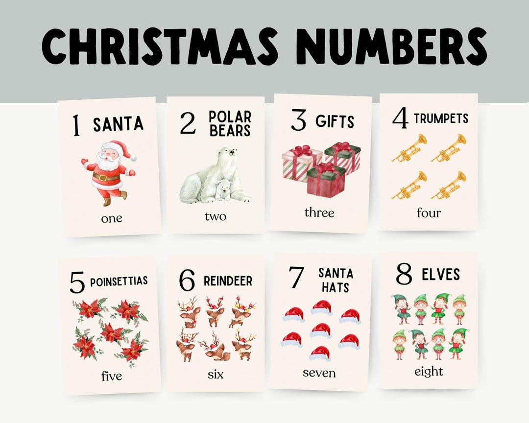 Winter Number Flash Cards 1-20 | Christmas Montessori Printable for ...