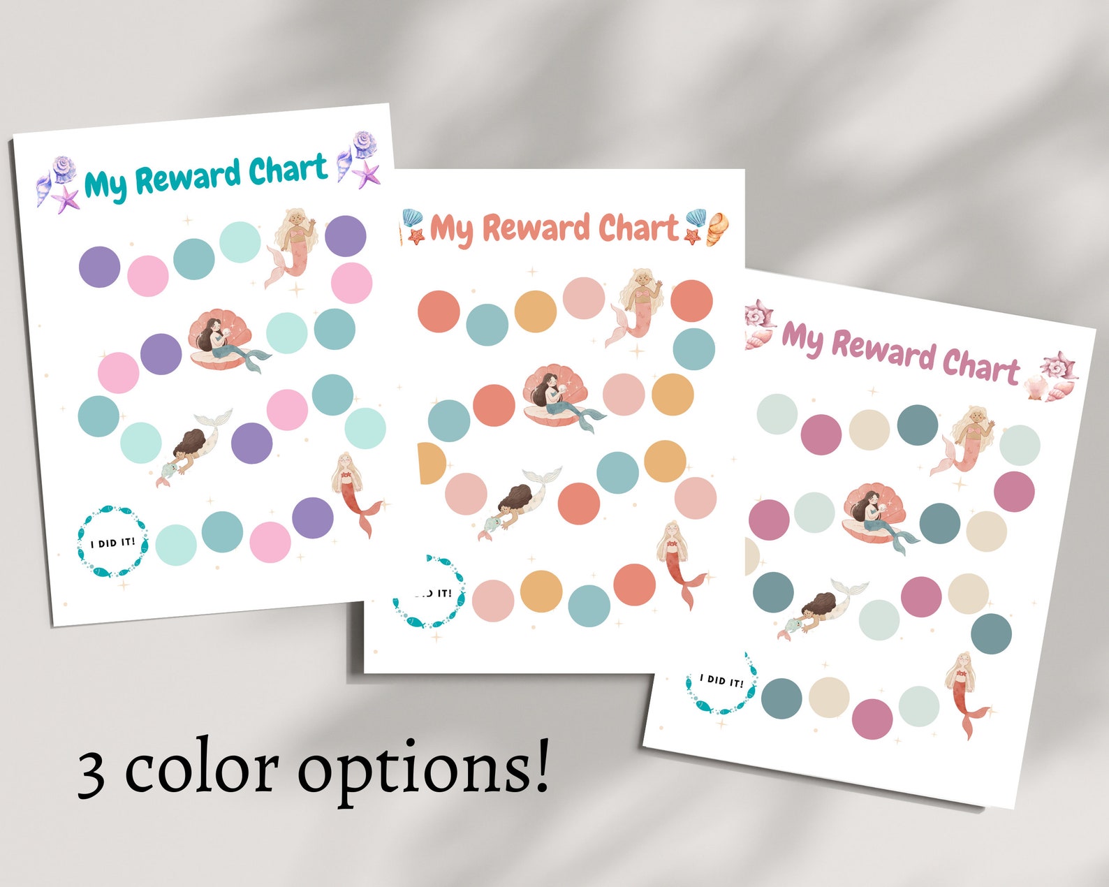 Mermaid Toddler Reward Chart Potty Training Chart Printable Daily ...