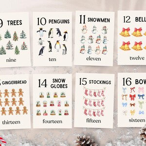 Winter Number Cards | Christmas Numbers 1-20 Printable Flash Cards | 3 ...