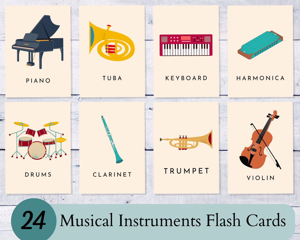 24 Montessori Musical Instruments Flashcards Music Education Learning ...