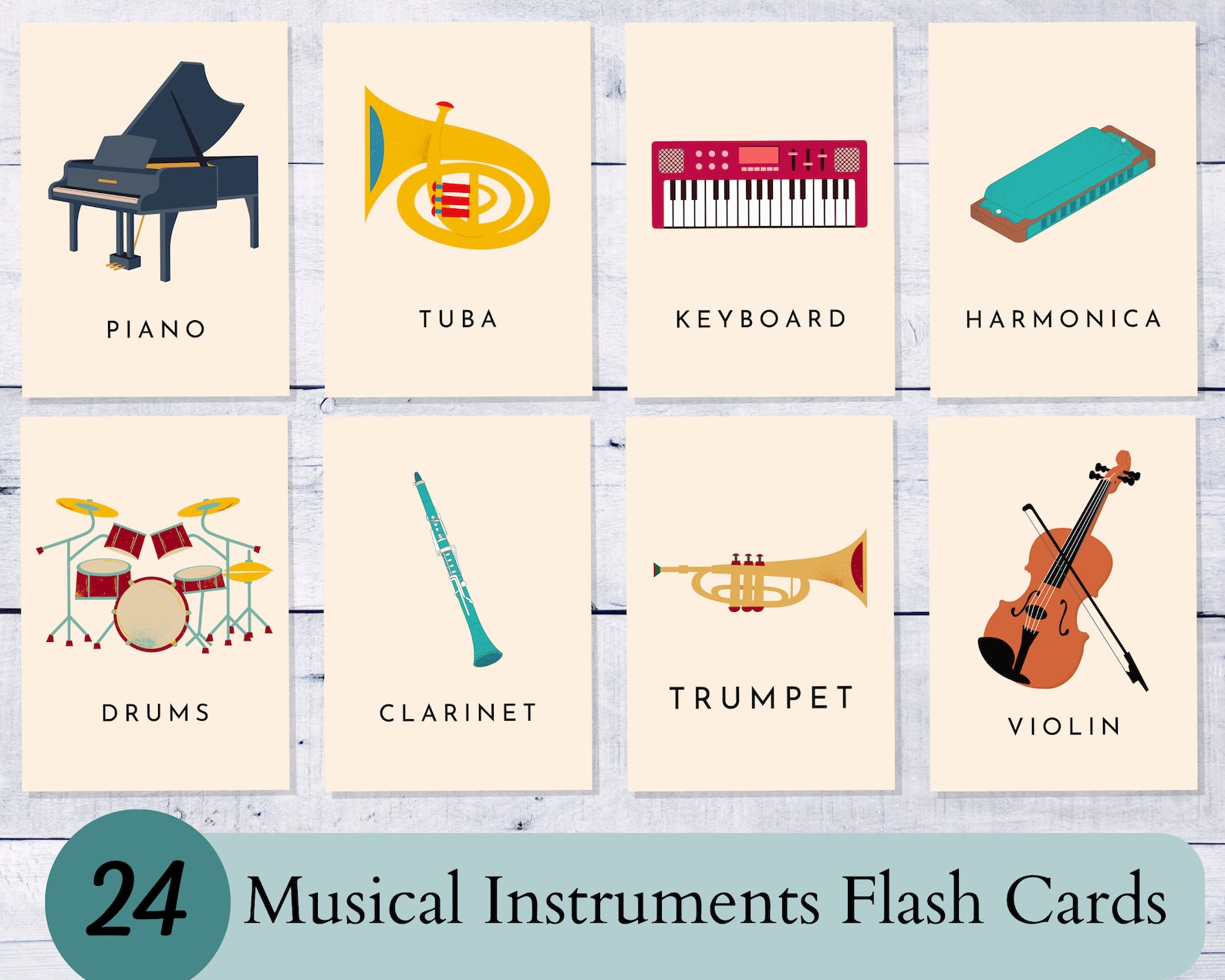 24 Montessori Musical Instruments Flashcards Music Education Learning ...